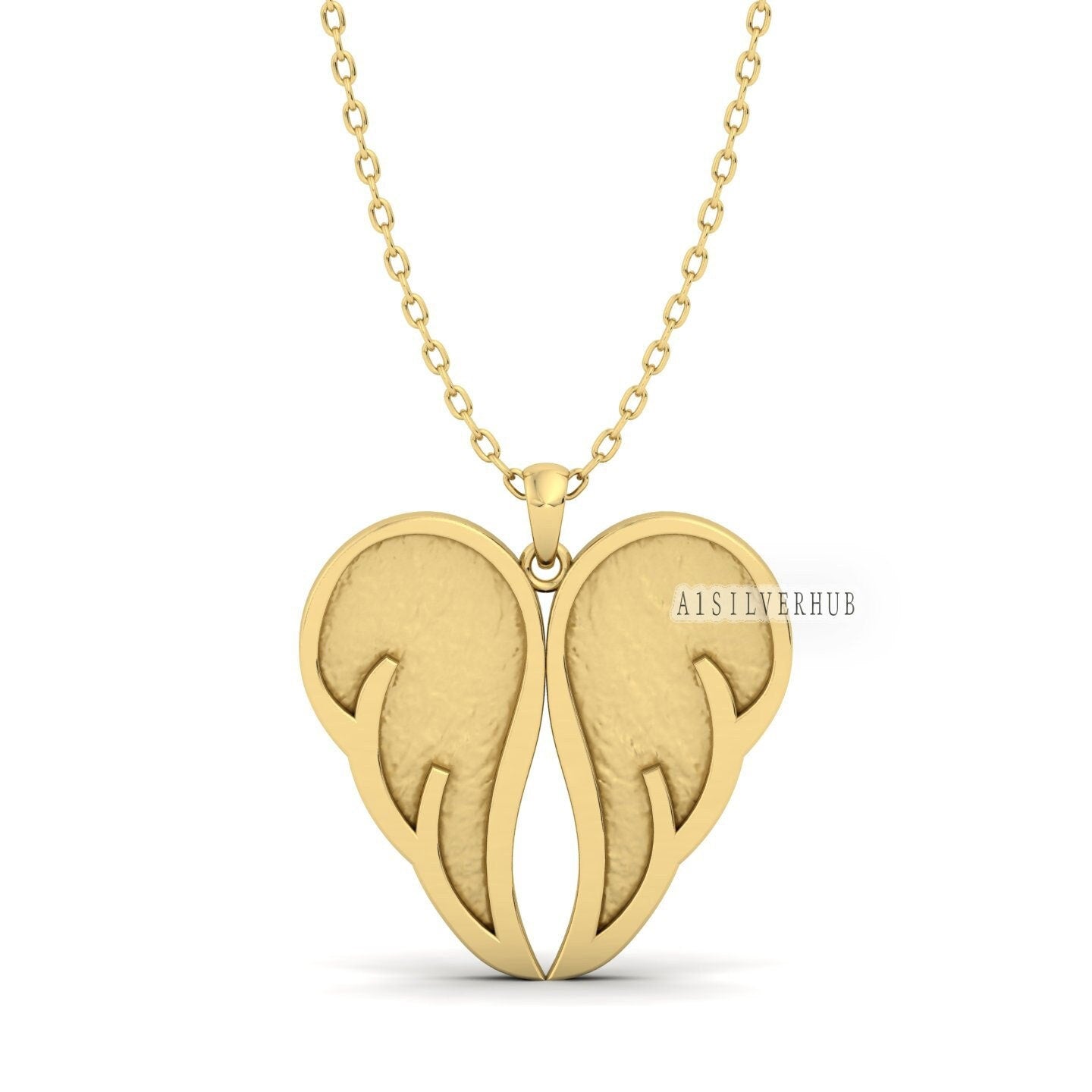 Angel Wings Heart Shape Blank Bezel Pendant Setting, 925 Sterling Silv ...
